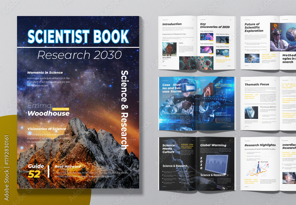 Global Scientist And Science Research Magazine Stock Template | Adobe Stock