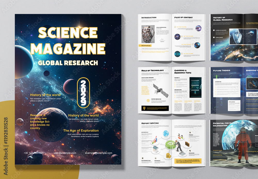 Science Magazine Template Layout Stock Template | Adobe Stock