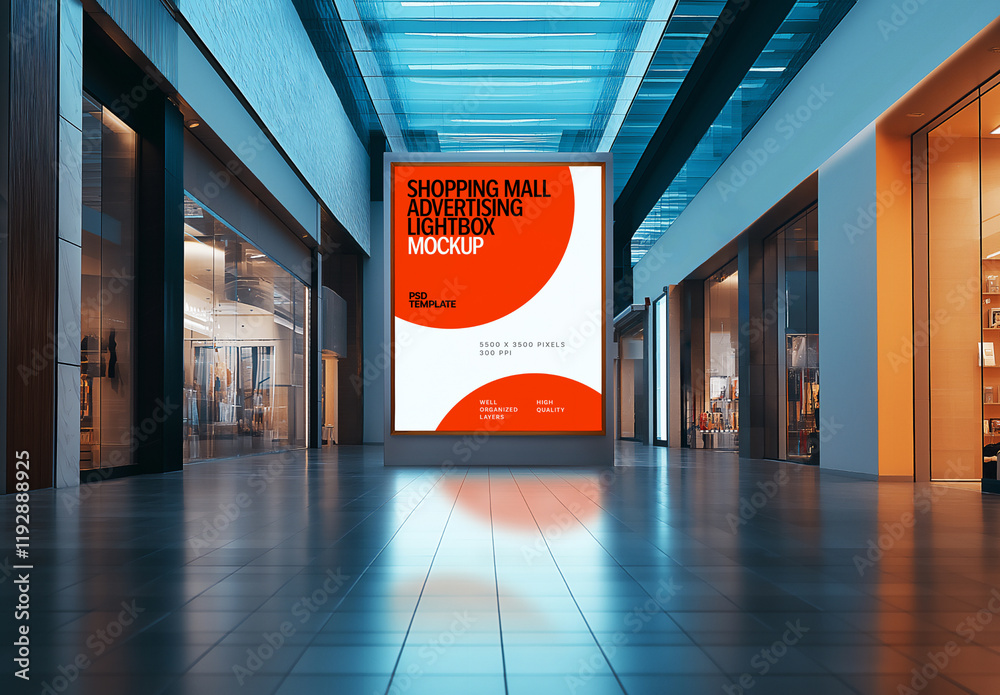 Shopping Mall Advertising Lightbox Mockup Generated With AI Stock ...