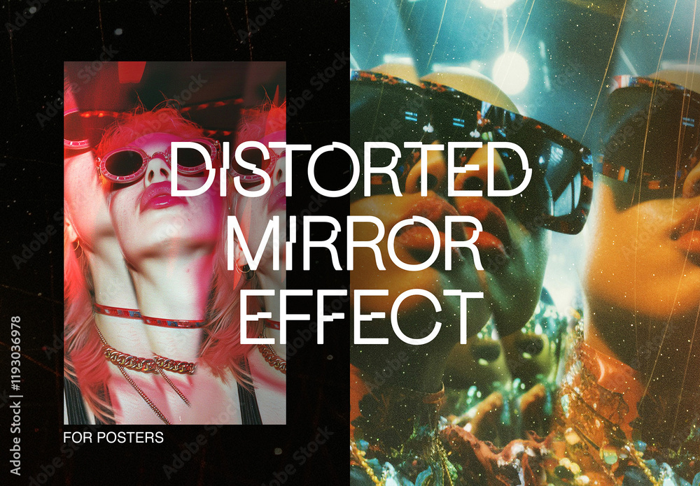 Distortion Vertical Mirror Photo Effect Mockup Stock Template | Adobe Stock