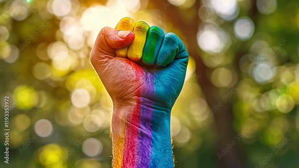 This video shows a colorful fist raised in defiance and hope. It ...