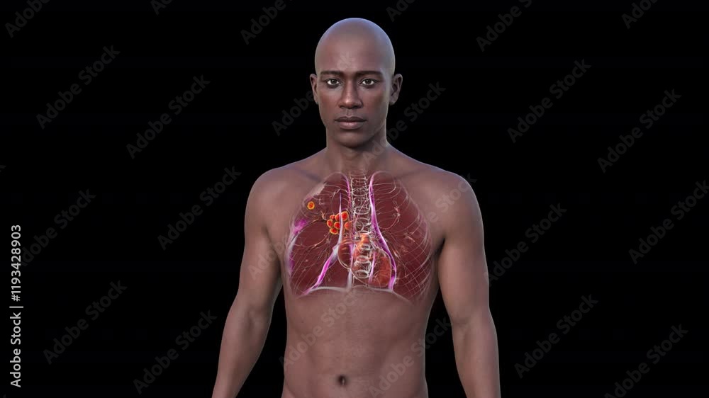 Primary lung tuberculosis in a man with the Ghon complex, 3D animation ...