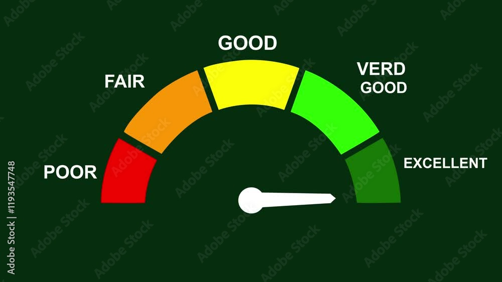 Good credit score rating scale animation white screen background ...