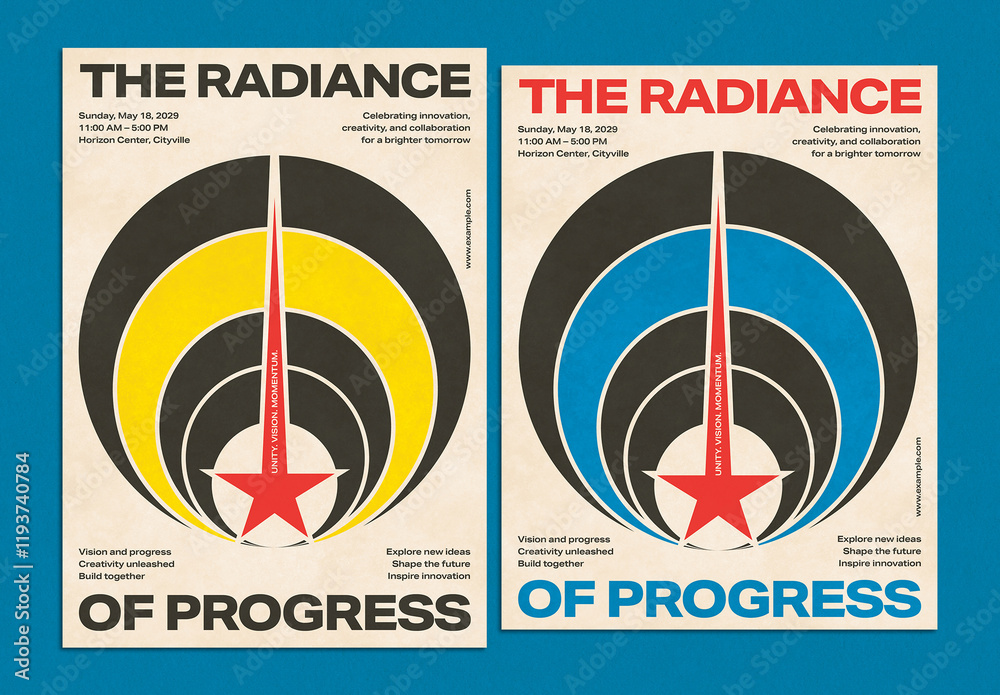 Bold Star Vision Retro Poster Layout Stock Template | Adobe Stock