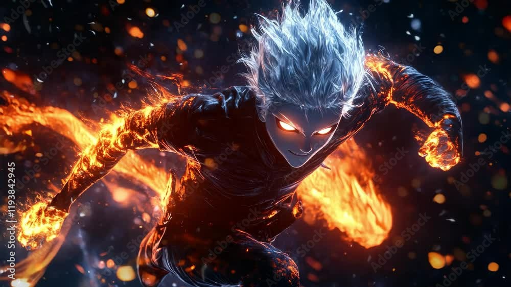 Dynamic Fiery Character Seamless Loop Background Animation 素材庫影片 ...