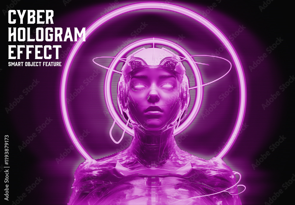 Cyber Hologram Effect with Generative AI Stock Template | Adobe Stock