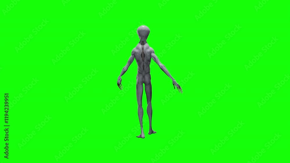 Alien Walk Cycle Back view looped Realistic animation with Alpha map ...
