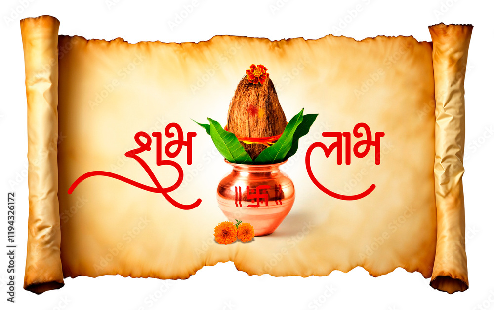 Poster Pooja Kalash with Shubh Labh Marathi / Hindi Calligraphy Indian ...