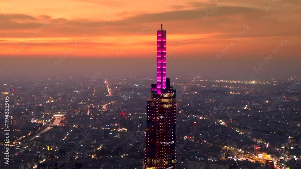 Ho Chi Minh City Skyline, Drone Footage of Landmark 81. architectural ...