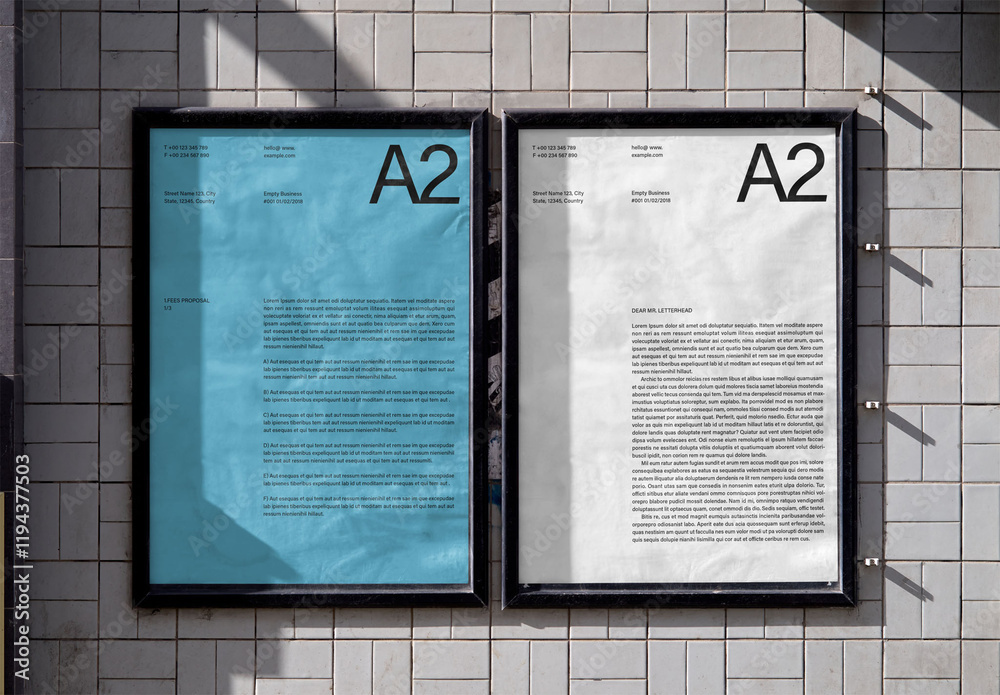 Mockup Of Two Vertical Customizable A2 Posters Stock Template | Adobe Stock