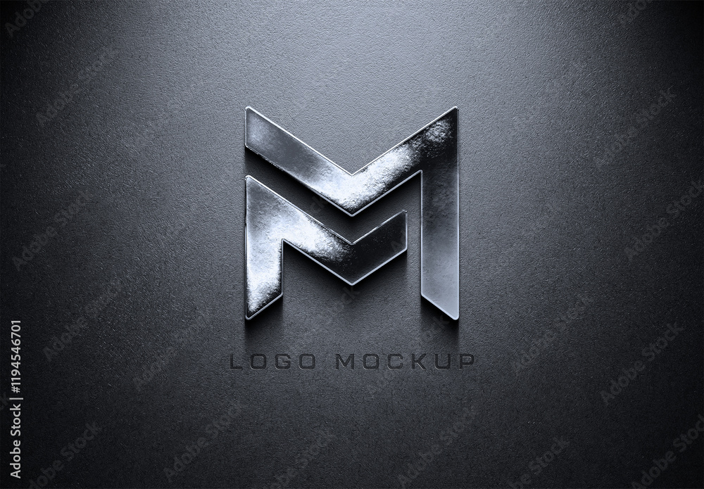 Old Chrome Logo Mockup with 3D Effect Stock Template | Adobe Stock