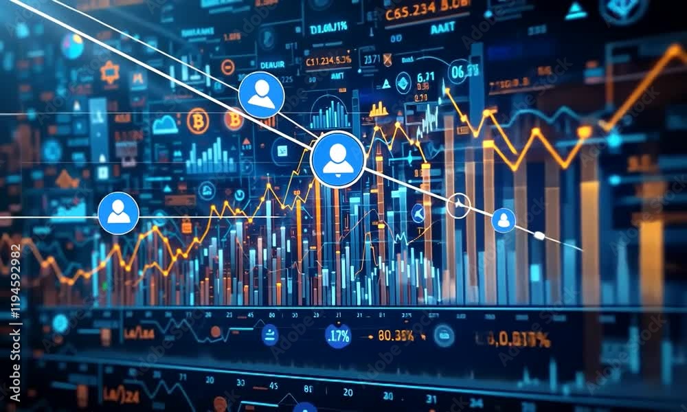 business financial graphic chart. seamless 4k loop animation background ...