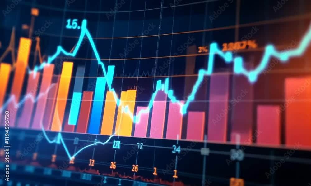 business financial graphic chart. seamless 4k loop animation background ...