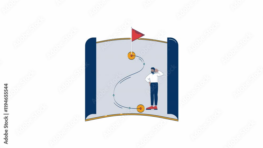 Roadmap to success 2D object doodle animation. Professional navigation ...