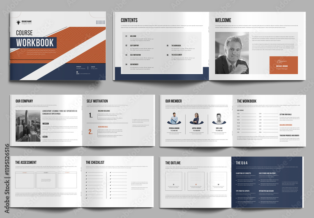 Course Workbook Landscape Template Layout Stock Template | Adobe Stock