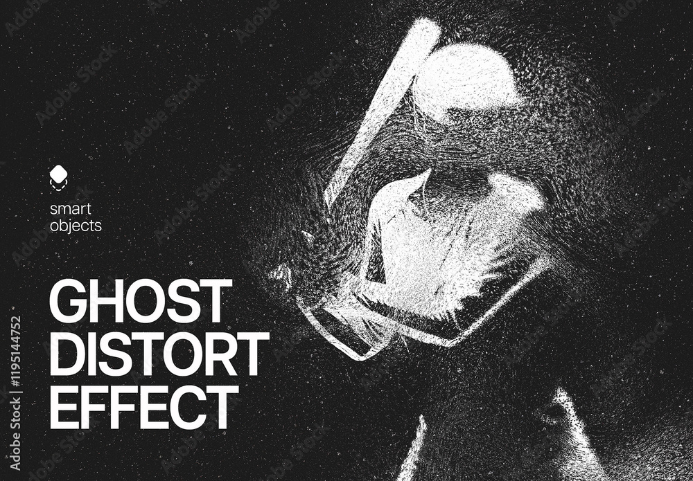 Ghost Distort Photo Effect Mockup Stock Template | Adobe Stock
