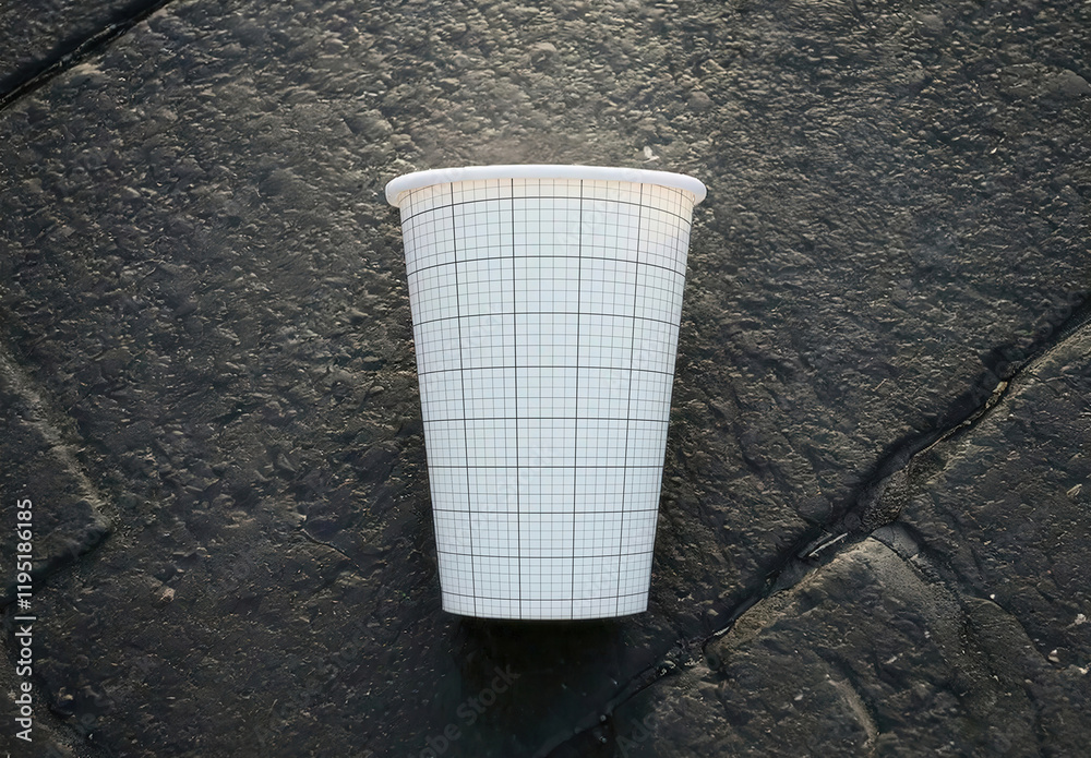 Paper Cup on Street Floor Mockup 02 Stock Template | Adobe Stock