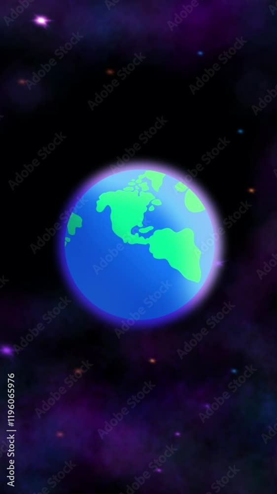 Earth Spinning, Earth planet Rotation Animation with outer space ...