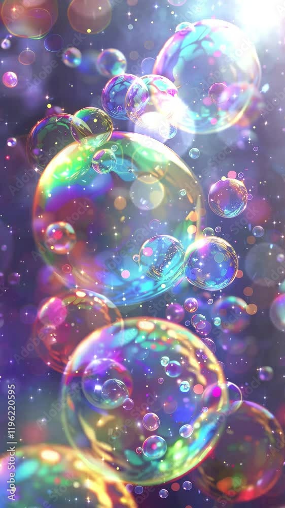 rainbow colored bubbles rising from a playful child seamless looping ...