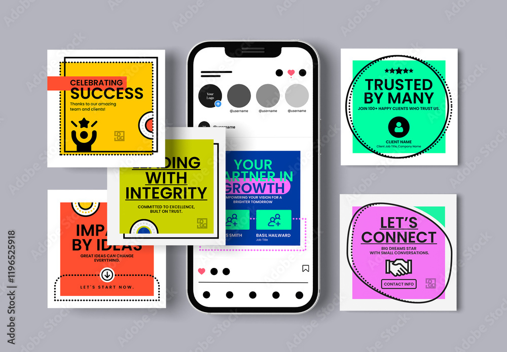 Social Media Post for Productivity Improvement Idea Stock 템플릿 | Adobe Stock