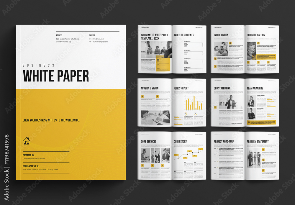 Business White Paper Template Design Brochure Layout Stock Template ...