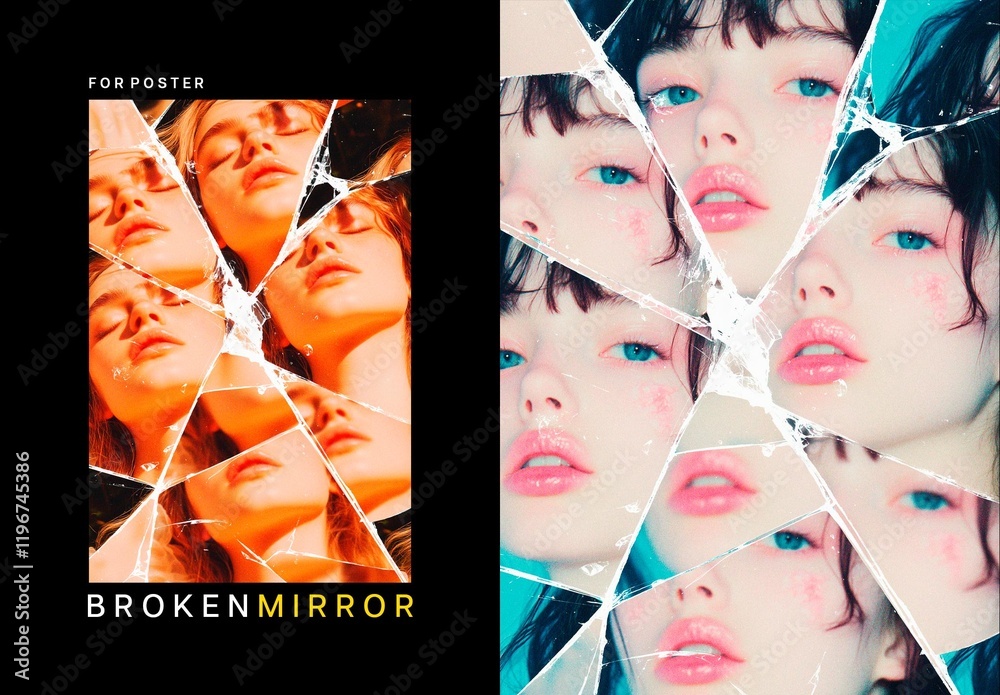 Mirrored Glass Poster Photo Effect With Generative AI Stock Template ...