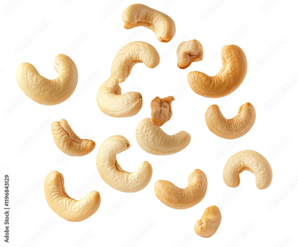 Poster Cashews: A delightful and healthy snack , isolated on white ...