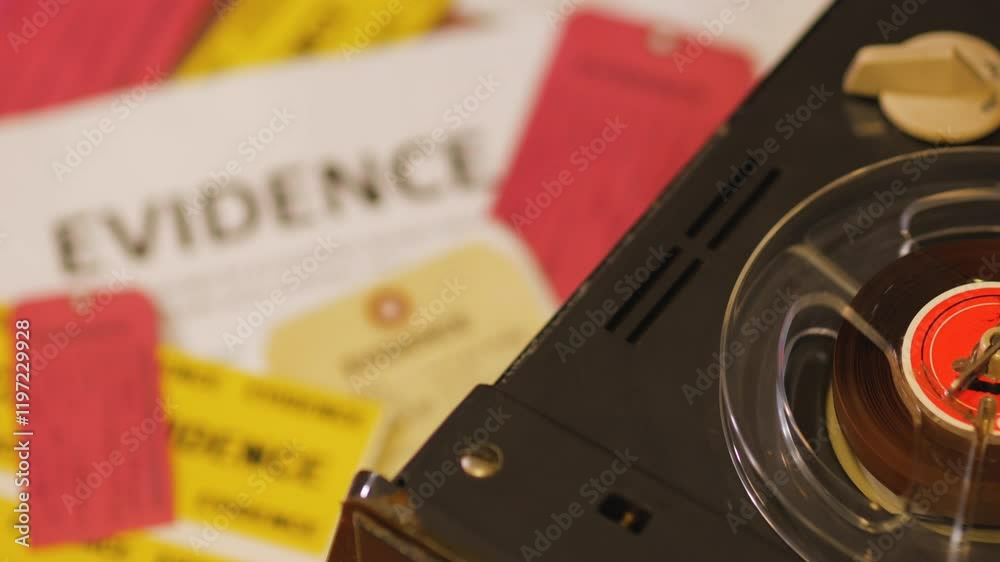 able of Detective full of Crime Evidence Tags Labels Tape Recorder ...