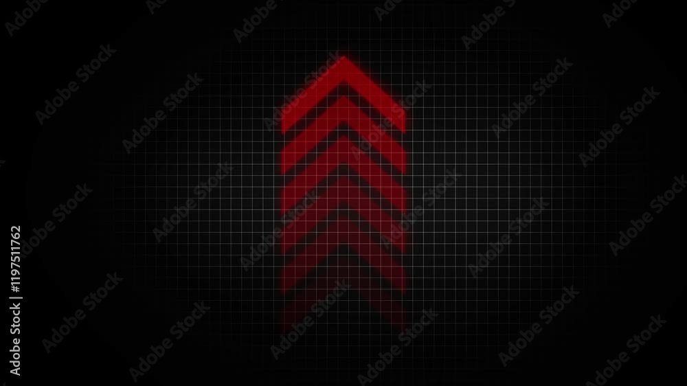 Animation of sweep arrow icon, upward and transparent with with red ...