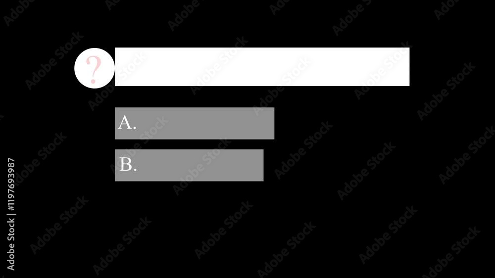 white Quiz animation on black background, question answers template ...