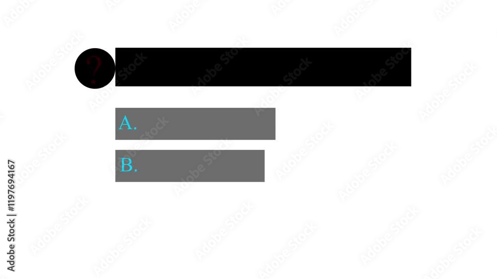 black Quiz animation on white background, question answers template ...