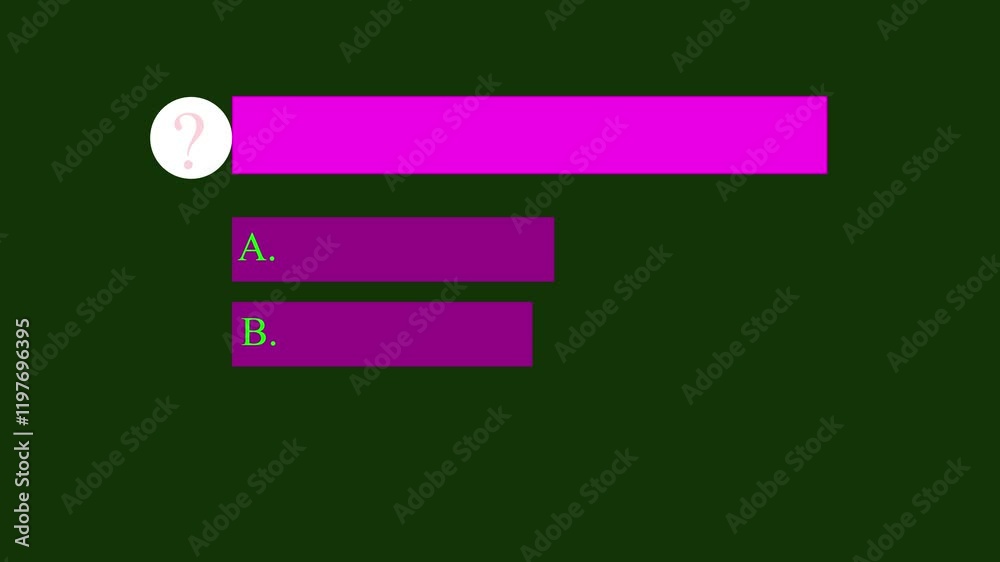 pink Quiz animation on green background, question answers template ...