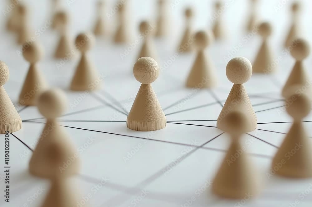 Minimalist organizational chart with human figures on a light ...