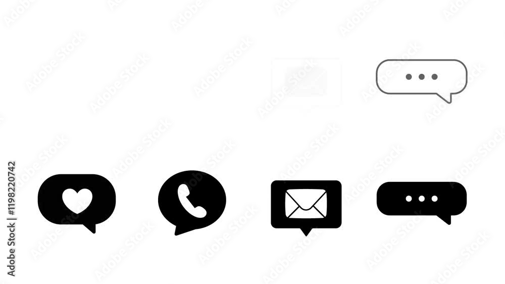 Social media icons set. Moving banner with call and message symbols ...