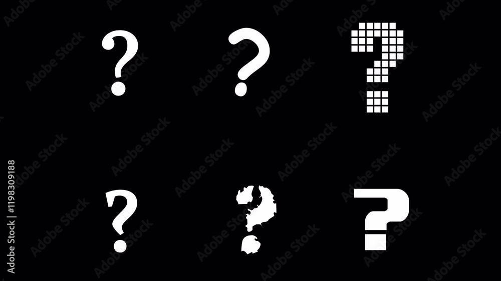 Set of 6 different types of question mark symbols animated on ...
