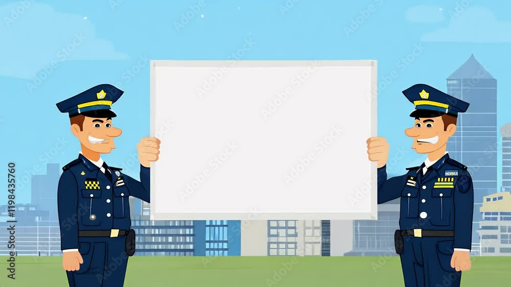 cartoon polizisten leeres schild halten police police officer police ...