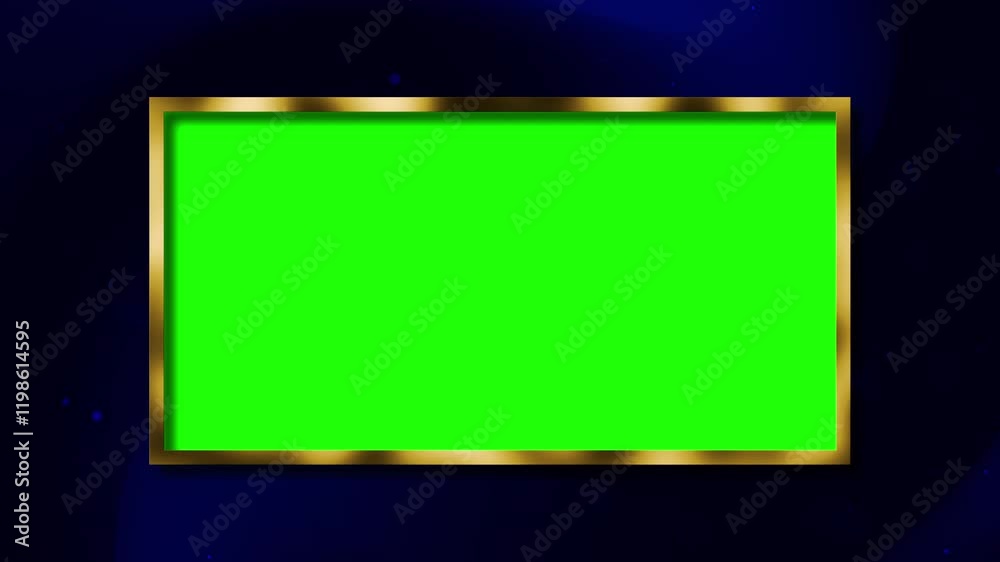Green screen in gold frame on dark blue background. Perfect for video ...