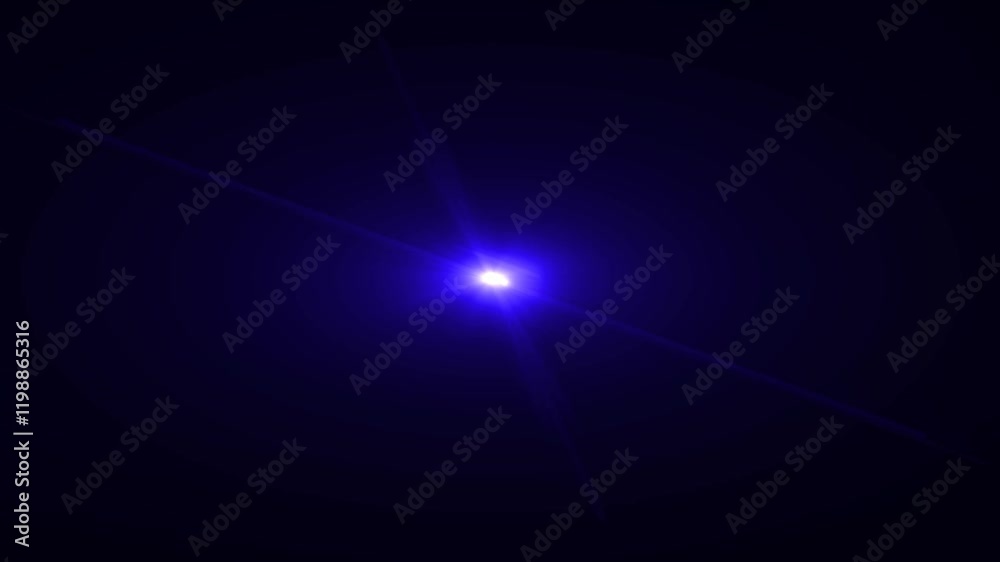 Abstract loop center flickering glow blue star optical shine light lens ...