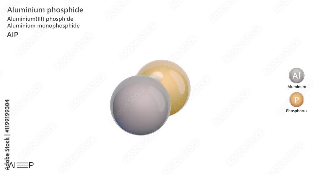 Aluminium Phosphide. Animated 3D model of a molecule. Molecular formula ...