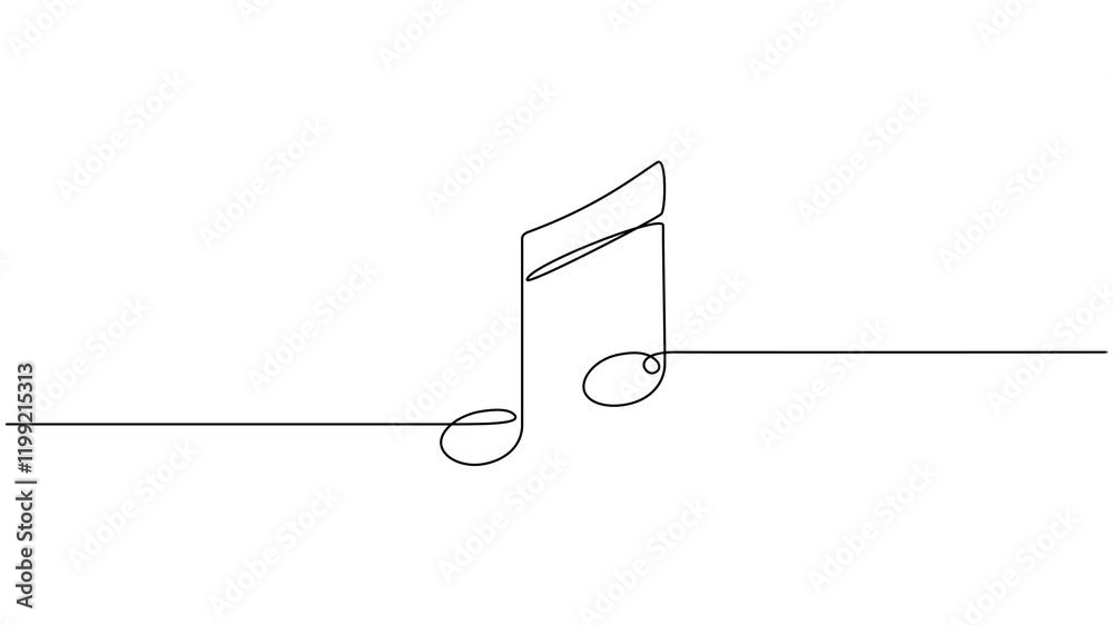 animated continuous single line drawing of musical notes, music line ...