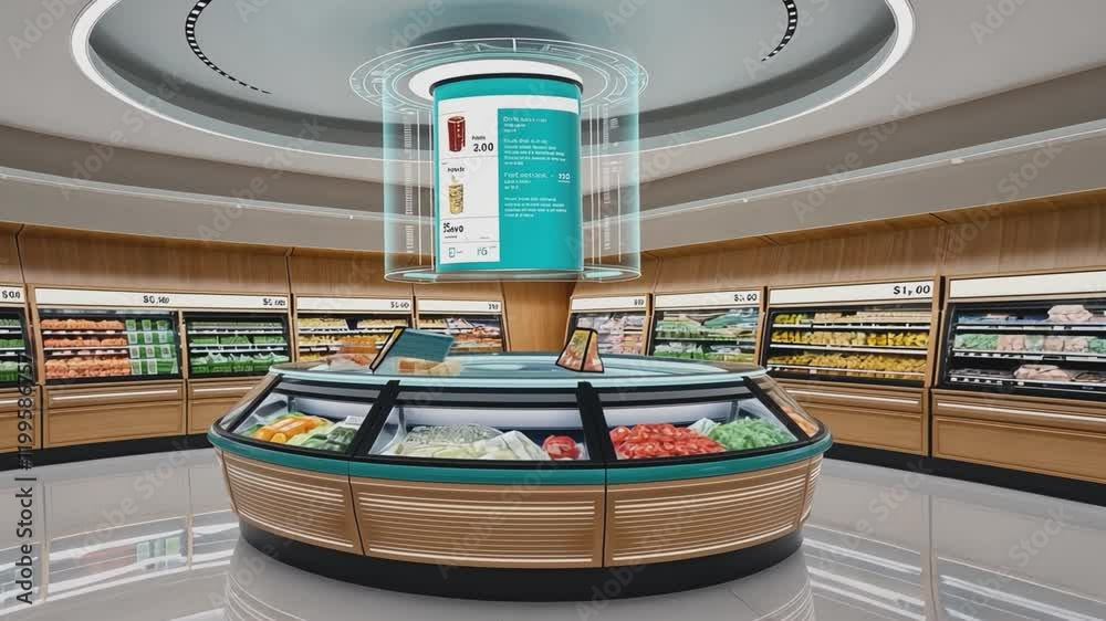 Modern Grocery Store Interior: A sleek and modern grocery store ...