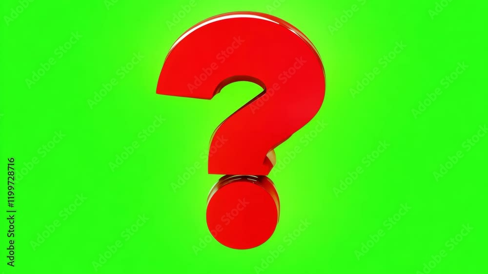Questions Marks Animated on Green Screen. Red Question Mark icon ...