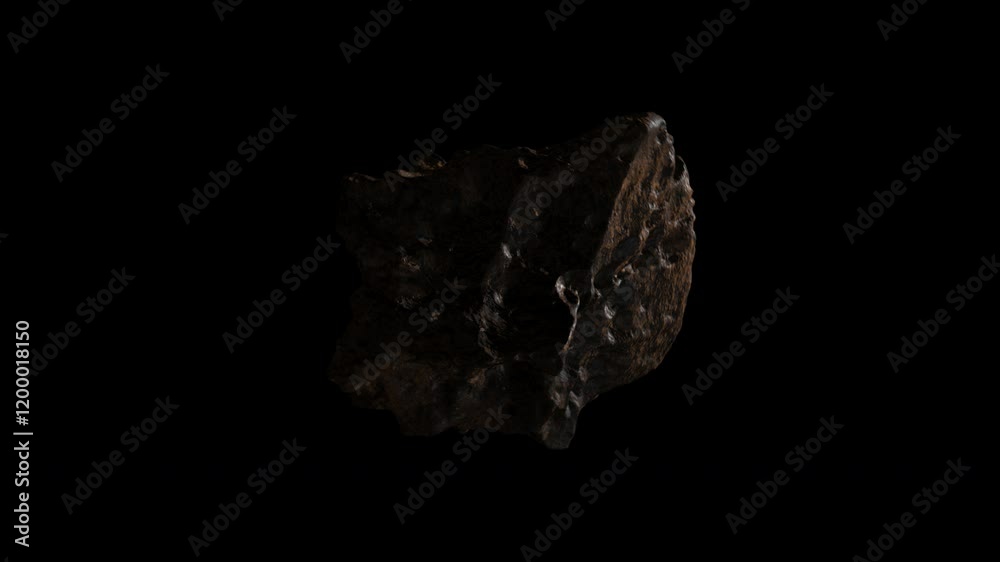 Animation video loop asteroid moving on black screen background ...