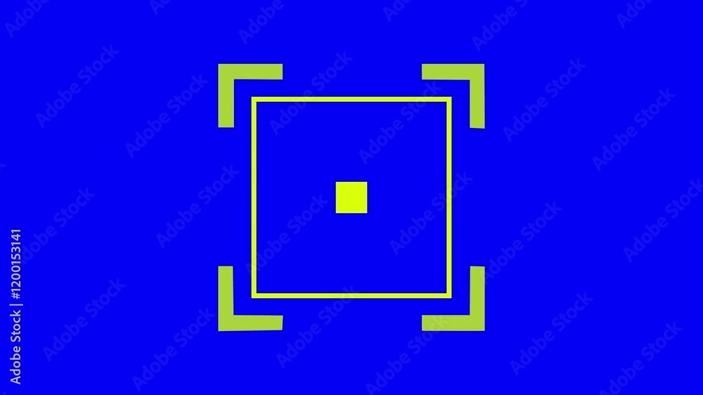 Yellow HUD element User interface on isolated blue background. Target ...