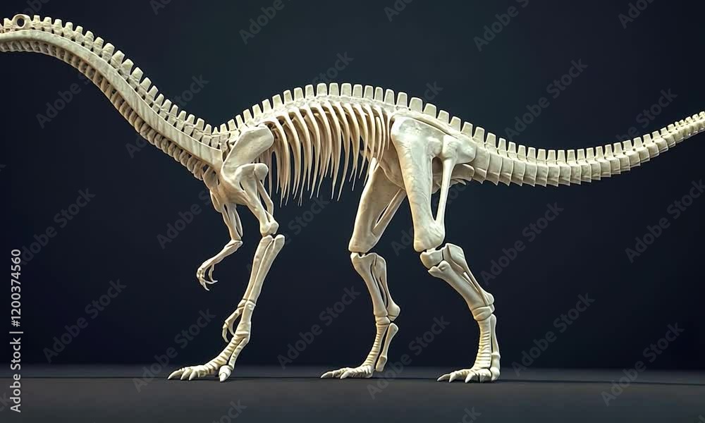 Detailed Dinosaur Skeleton Reconstruction: A 3D Render of an Extinct ...