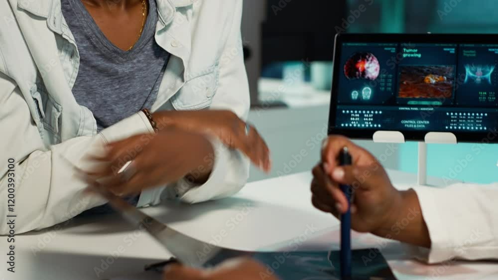 African american female doctor discussing a scary cancer diagnosis with ...