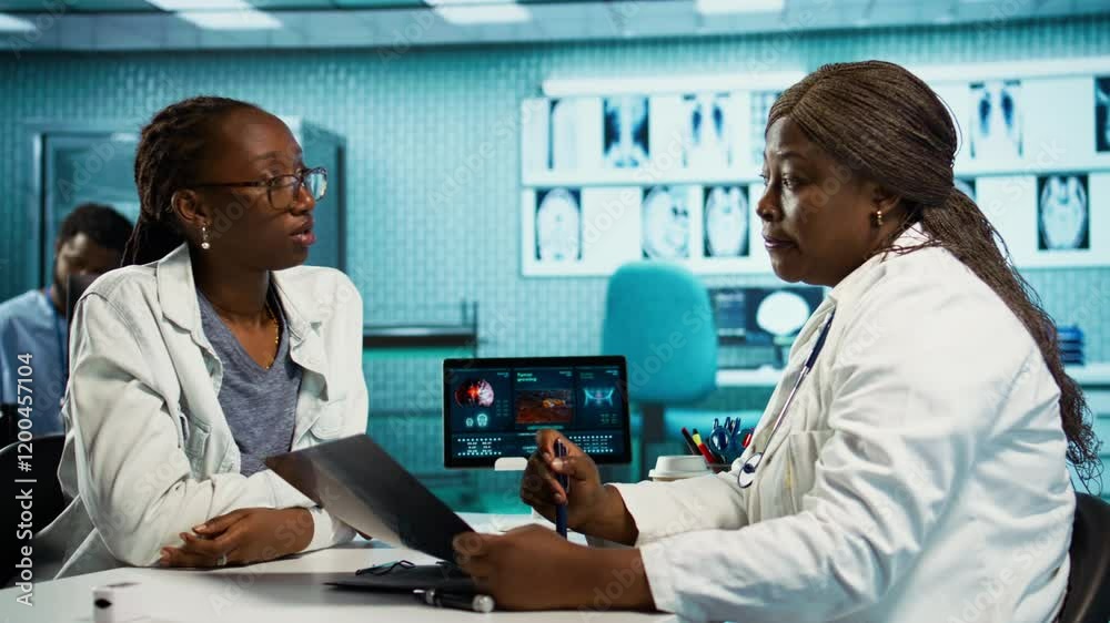 African american female doctor discussing a scary cancer diagnosis with ...