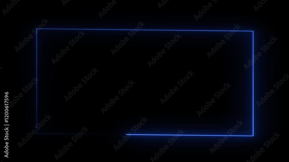 Neon light frame sign. Neon rectangle frame animation video.Glowing ...