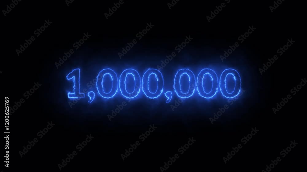 1,000,000 numbers animation, glowing one million number animation on ...