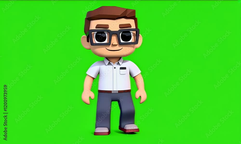 Cartoon man, green screen, animation, character design, website content ...